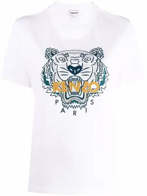Kenzo Tiger-embroidered T-shirt - White