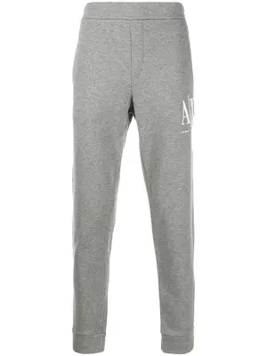 Armani Exchange Logo Embroidered Track Pants - Grey