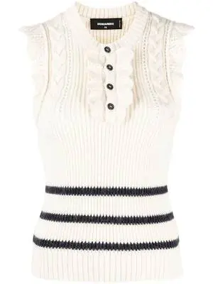Dsquared2 Ruffled Sleeveless Knitted Top