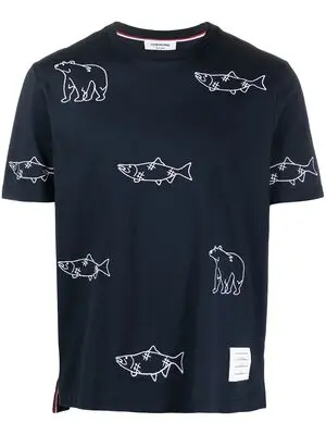Thom Browne Embroidered Bear Fish T-shirt