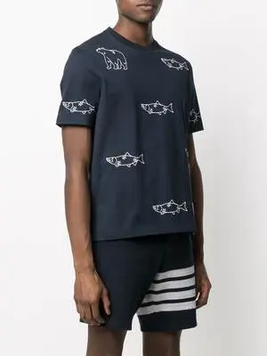 Thom Browne Embroidered Bear Fish T-shirt