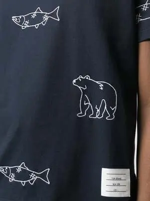 Thom Browne Embroidered Bear Fish T-shirt