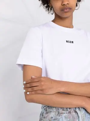 MSGM Logo Print Cotton T-shirt - White