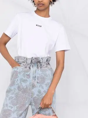 MSGM Logo Print Cotton T-shirt - White