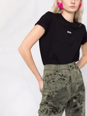 MSGM Logo-print Short-sleeved T-shirt - Black