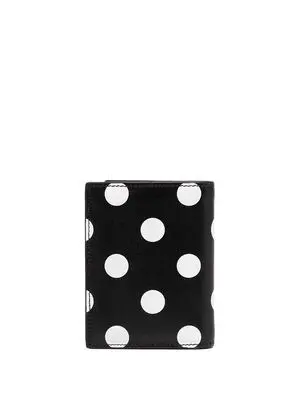 Comme Des Garçons Polka Dot-print Leather Cardholder - Black