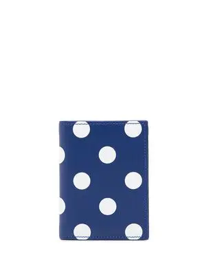 Comme Des Garçons Polka Dot-print Leather Cardholder - Blue