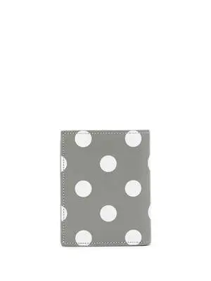 Comme Des Garçons Polka Dot-print Leather Cardholder - Grey