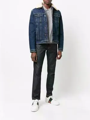 MOORER Faux-shearling Collar Denim Jacket