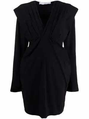 IRO PARIS V-neck Long-sleeved Mini Dress - Black