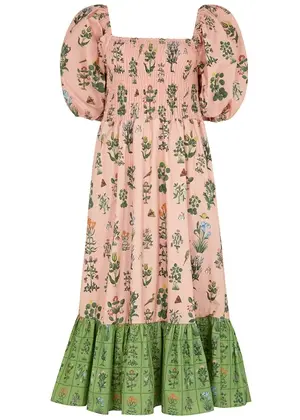 Rhode Eloise Floral-print Cotton Midi Dress