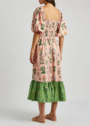 Rhode Eloise Floral-print Cotton Midi Dress