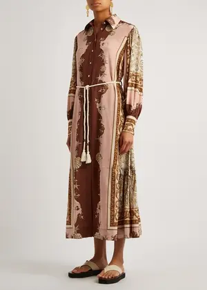 ALEMAIS Ursula Printed Silk Shirt Dress