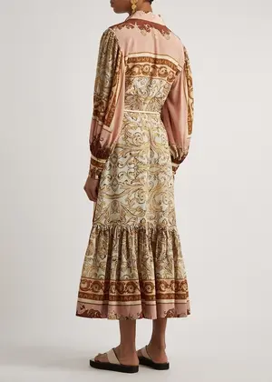 ALEMAIS Ursula Printed Silk Shirt Dress