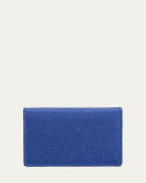 ROYCE NEW YORK Monogrammed Leather Card Holder Wallet Cobalt Blue