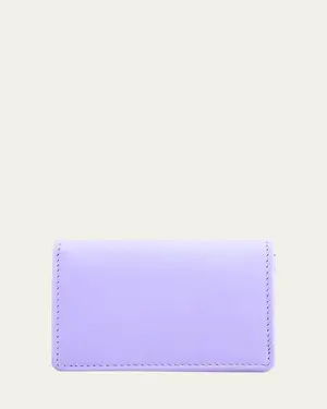 ROYCE NEW YORK Monogrammed Leather Card Holder Wallet Lavender