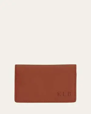 ROYCE NEW YORK Monogrammed Leather Card Holder Wallet, Personalized Tan