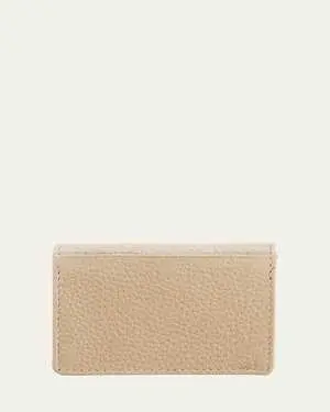 ROYCE NEW YORK Monogrammed Leather Card Holder Wallet, Personalized Taupe