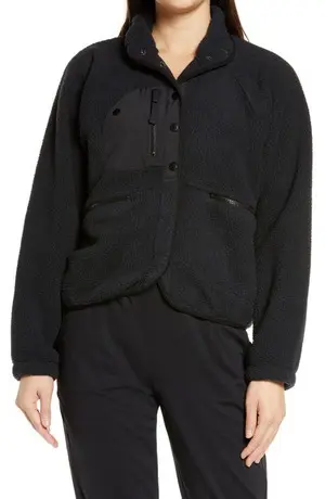 Free People Hit The Slopes Fleece Jacket - Black
