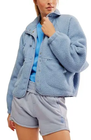 Free People Free People Movement Hit The Slopes Fleece Jacket Blue Grey