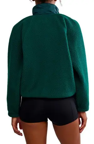 Free People Hit The Slopes Fleece Jacket - Evergreen