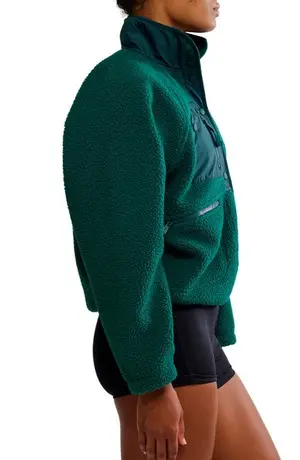 Free People Hit The Slopes Fleece Jacket - Evergreen