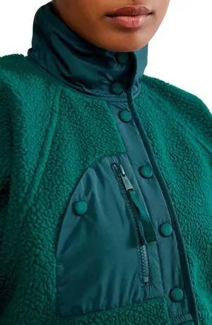 Free People Hit The Slopes Fleece Jacket - Evergreen