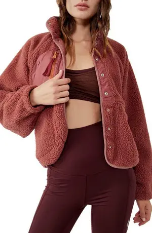 Free People Free People Movement Hit The Slopes Fleece Jacket Henna