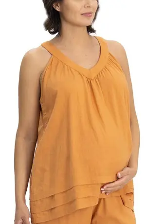 ANGEL MATERNITY V-neck Maternity Tank - Burnt Orange