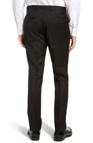 BOSS Lenon Cyl Flat Front Straight Leg Solid Wool Dress Pants
