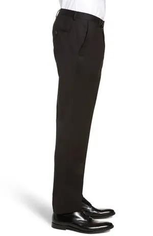BOSS Lenon Cyl Flat Front Straight Leg Solid Wool Dress Pants