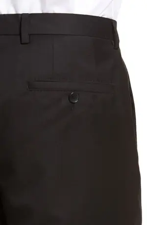 BOSS Lenon Cyl Flat Front Straight Leg Solid Wool Dress Pants