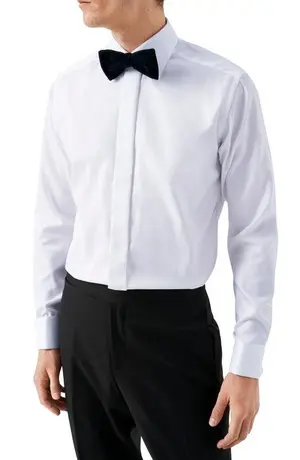 Eton Slim Fit Diamond Weave Tuxedo Shirt - White