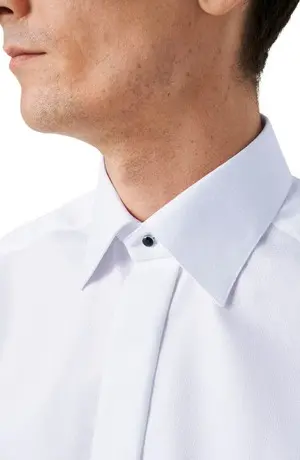 Eton Slim Fit Diamond Weave Tuxedo Shirt - White