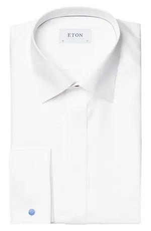Eton Slim Fit Diamond Weave Tuxedo Shirt - White