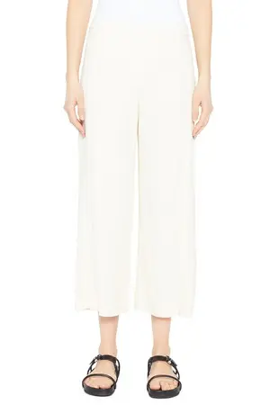 Theory Theory Wide Leg Cropped Pants Cream Yellow