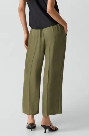 Theory Wide Leg Cropped Pants - Forest Moss