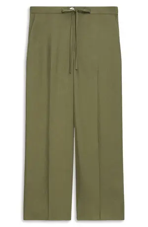 Theory Wide Leg Cropped Pants - Forest Moss