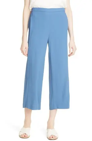Theory Theory Wide Leg Cropped Pants Steel Blue