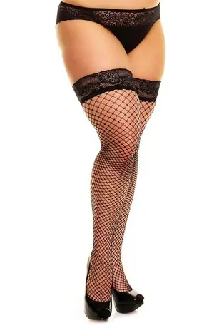 GLAMORY HOSIERY Fishnet Stay-put Stockings - Black