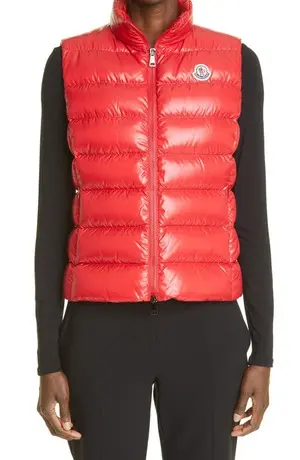 Moncler Ghany Water Resistant Puffer Vest - Red
