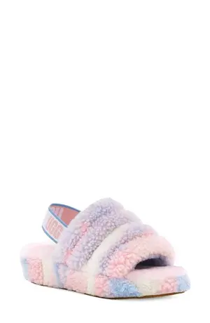 UGG Pride Fluff Yeah Faux Fur Slingback Sandal - Pride Stripes