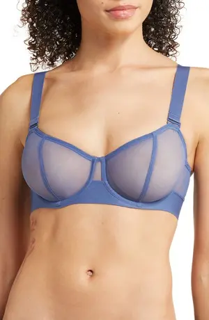 Dkny DKNY Sheer Strapless Underwire Bra Gray Blue