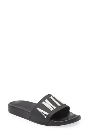Amiri Logo Pool Slide Sandal Black/ White
