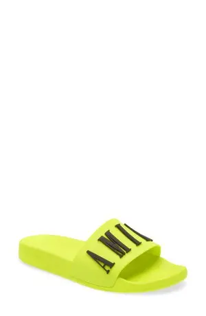 Amiri Logo Pool Slide Sandal Volt/ Black