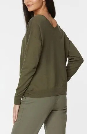 NYDJ Double V-neck Linen-blend Sweater
