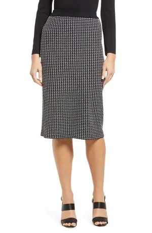 Ming Wang Knit Pencil Skirt - Black/ Ivory