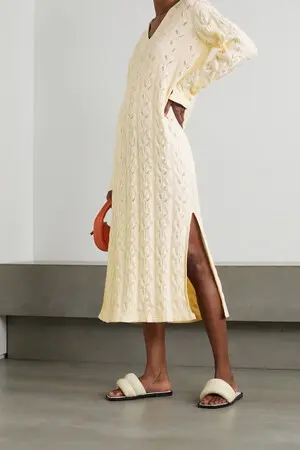 HOLZWEILER Nim Pointelle-knit Cotton Midi Dress
