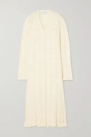 HOLZWEILER Nim Pointelle-knit Cotton Midi Dress