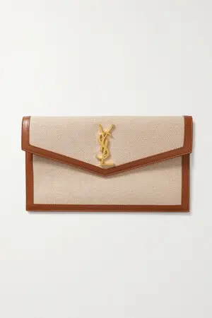 Saint Laurent Uptown Leather-trimmed Pouch - Brown
